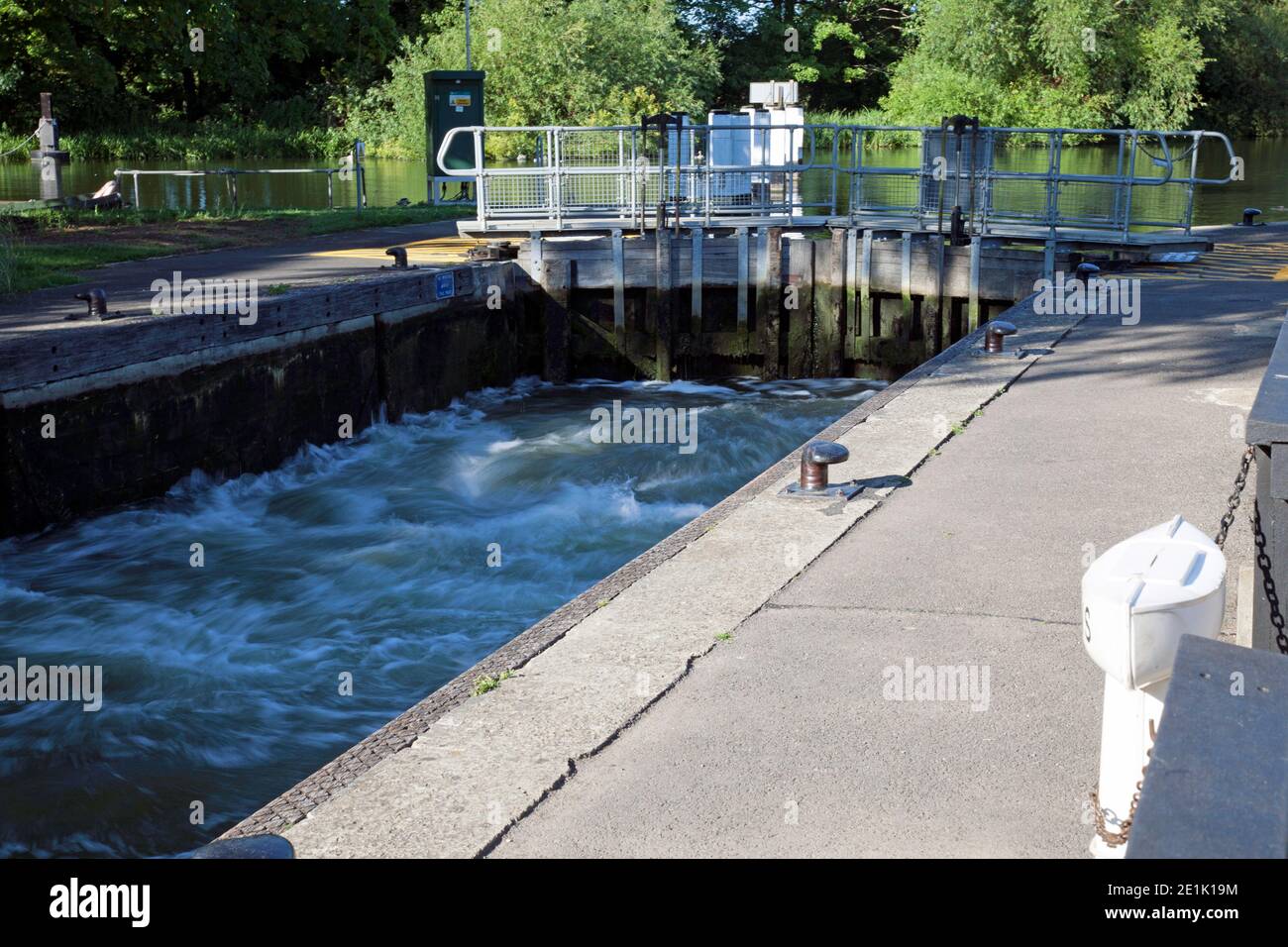 Water pouring into Abingdon lock, on the River Thames, taken using ...