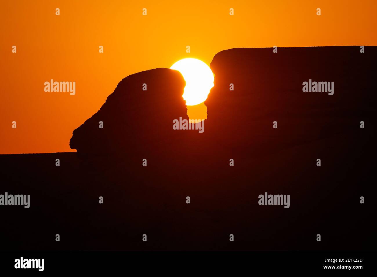 Landscape sunset during the 5th stage of the Dakar 2021 between Riyadh ...