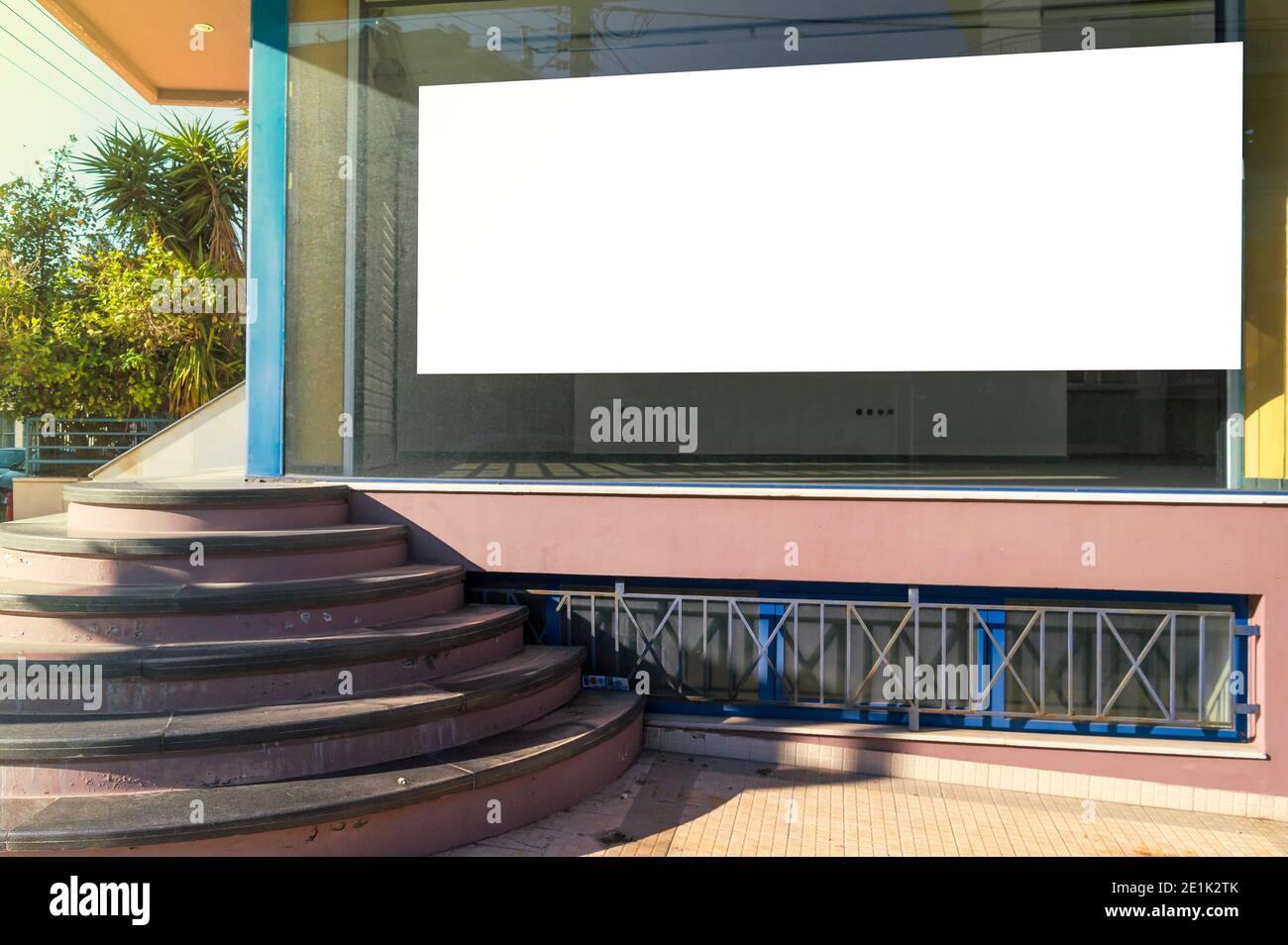 Large Format Advertisement with copy space on empty store showcase ...
