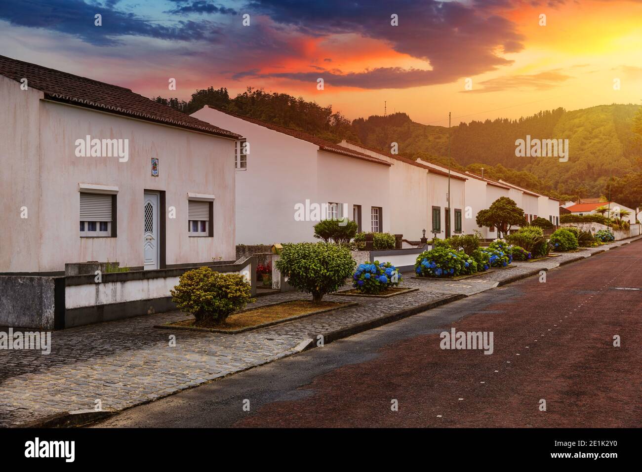Traditional houses, Sete Cidades, Sao Miguel Island, Azores. Beautiful ...
