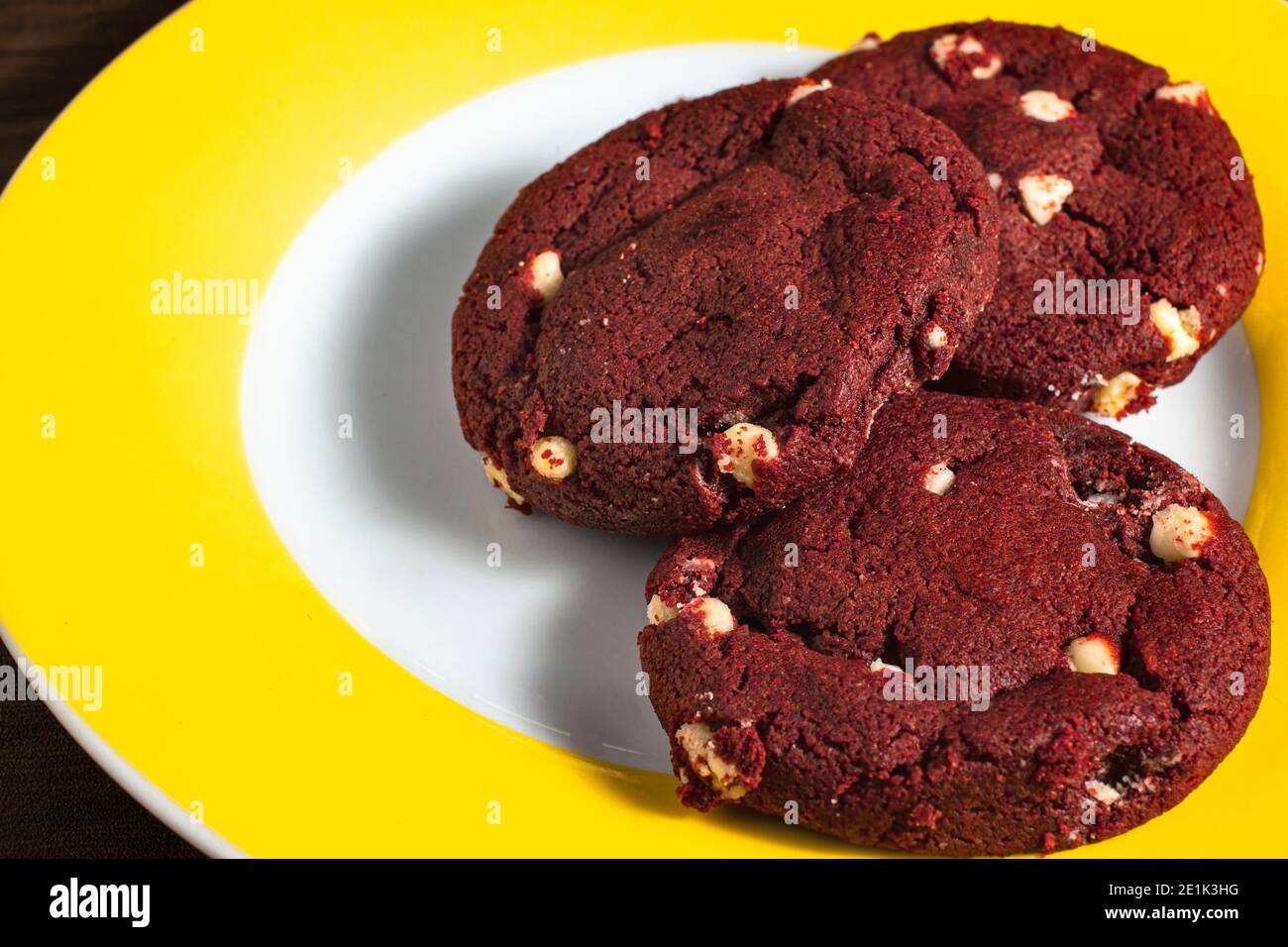 Red Velvet cookie with white chocolate Stock Photo - Alamy