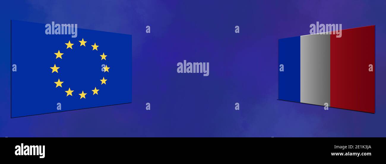 EU circle of gold stars with the French flag on a blue background Stock ...