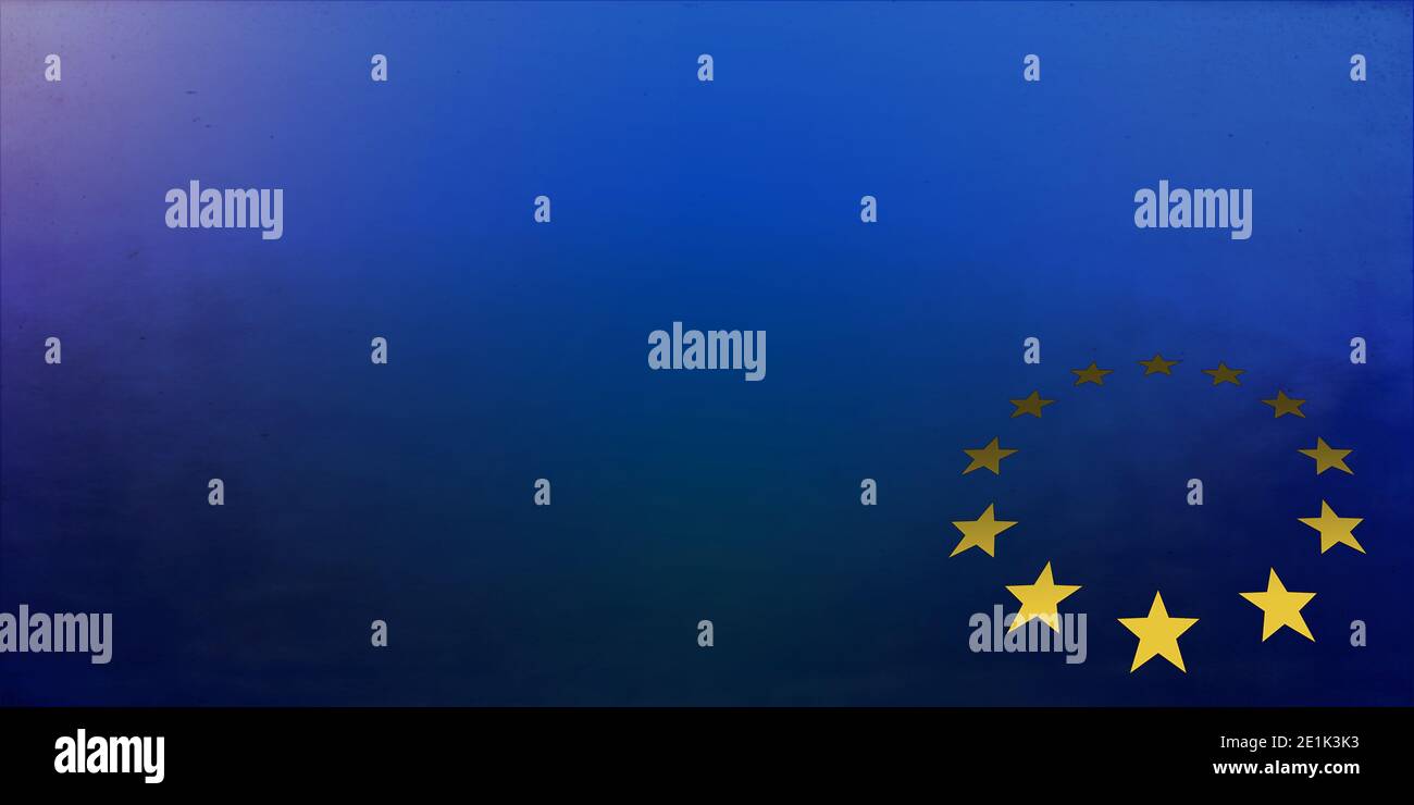Illustration with the 12 gold stars of the European Union Flag on a ...