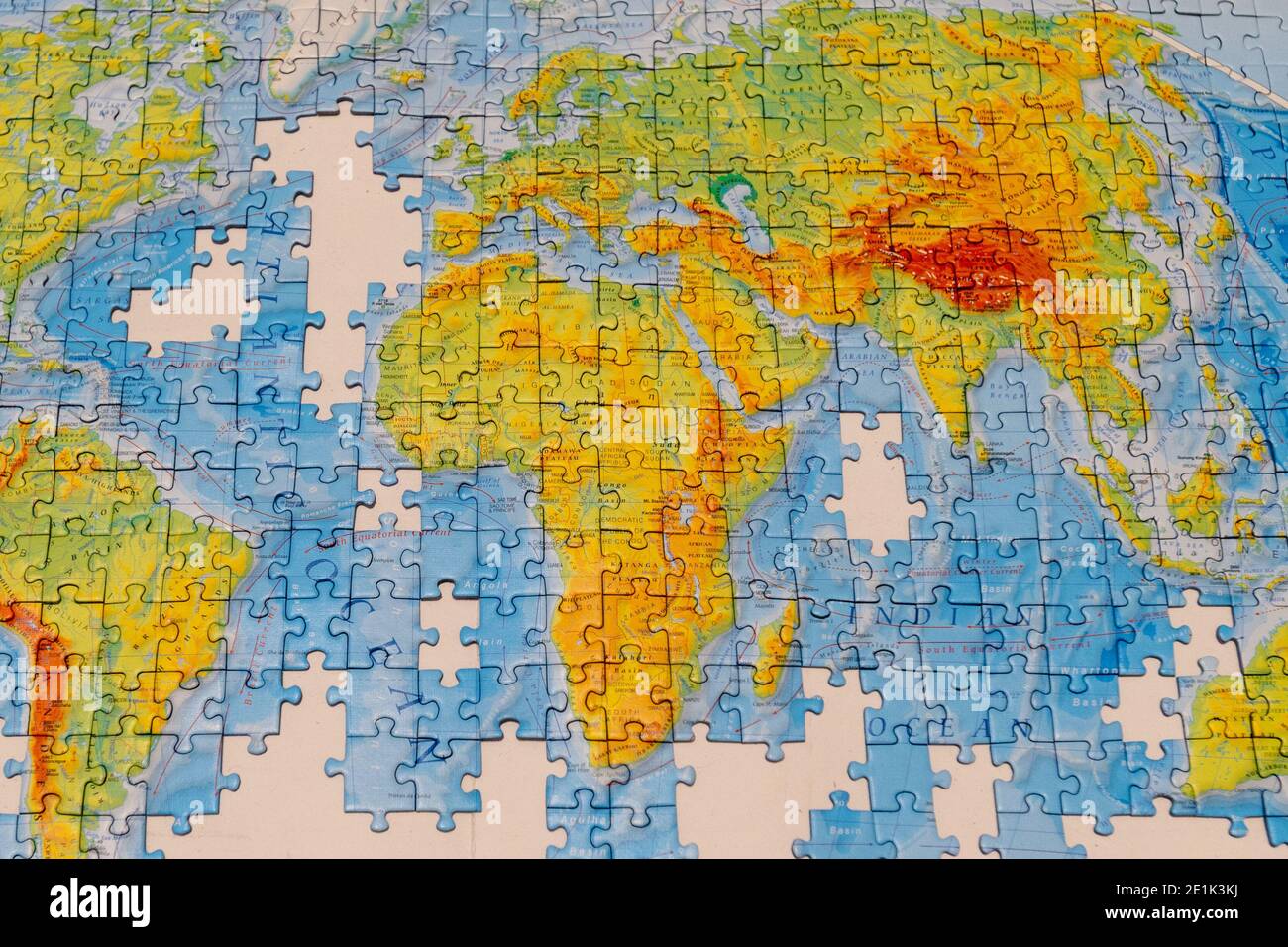 Puzzle of map of the world. Touristic background Stock Photo - Alamy