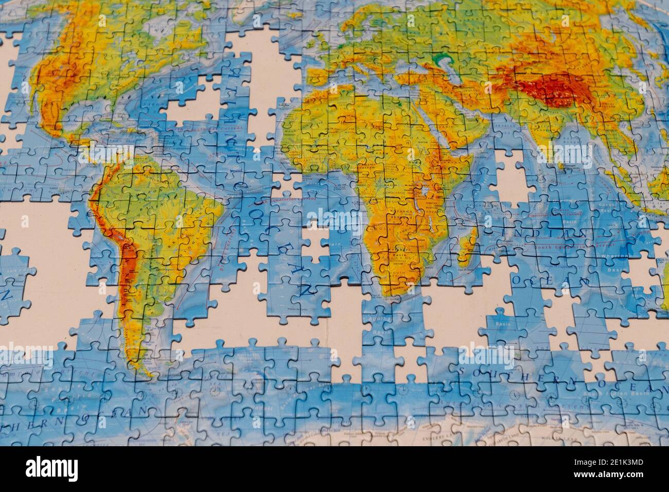 Puzzle of map of the world. Touristic background Stock Photo - Alamy