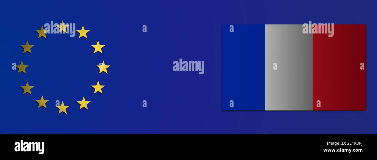 EU circle of gold stars with the French flag on a blue background Stock ...