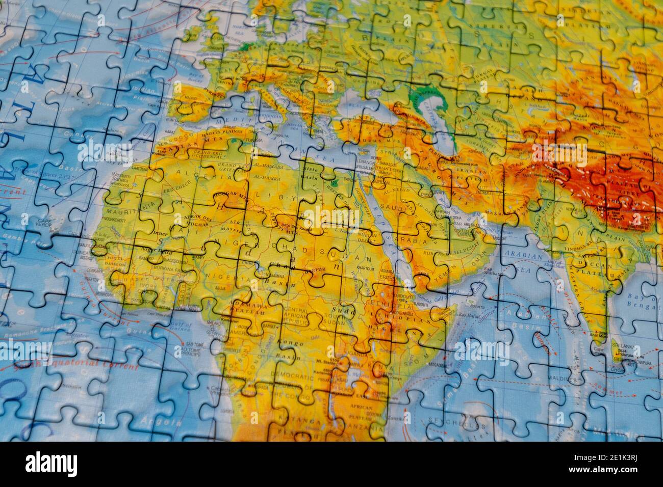 Puzzle of map of the Africa. Touristic background Stock Photo - Alamy