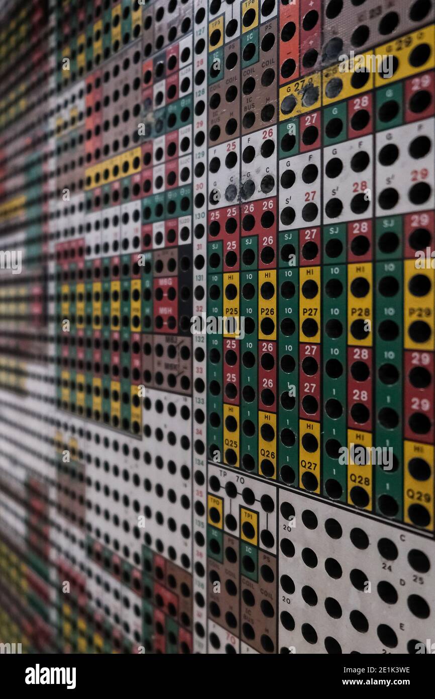 Vintage electronic machine socket panel Stock Photo - Alamy
