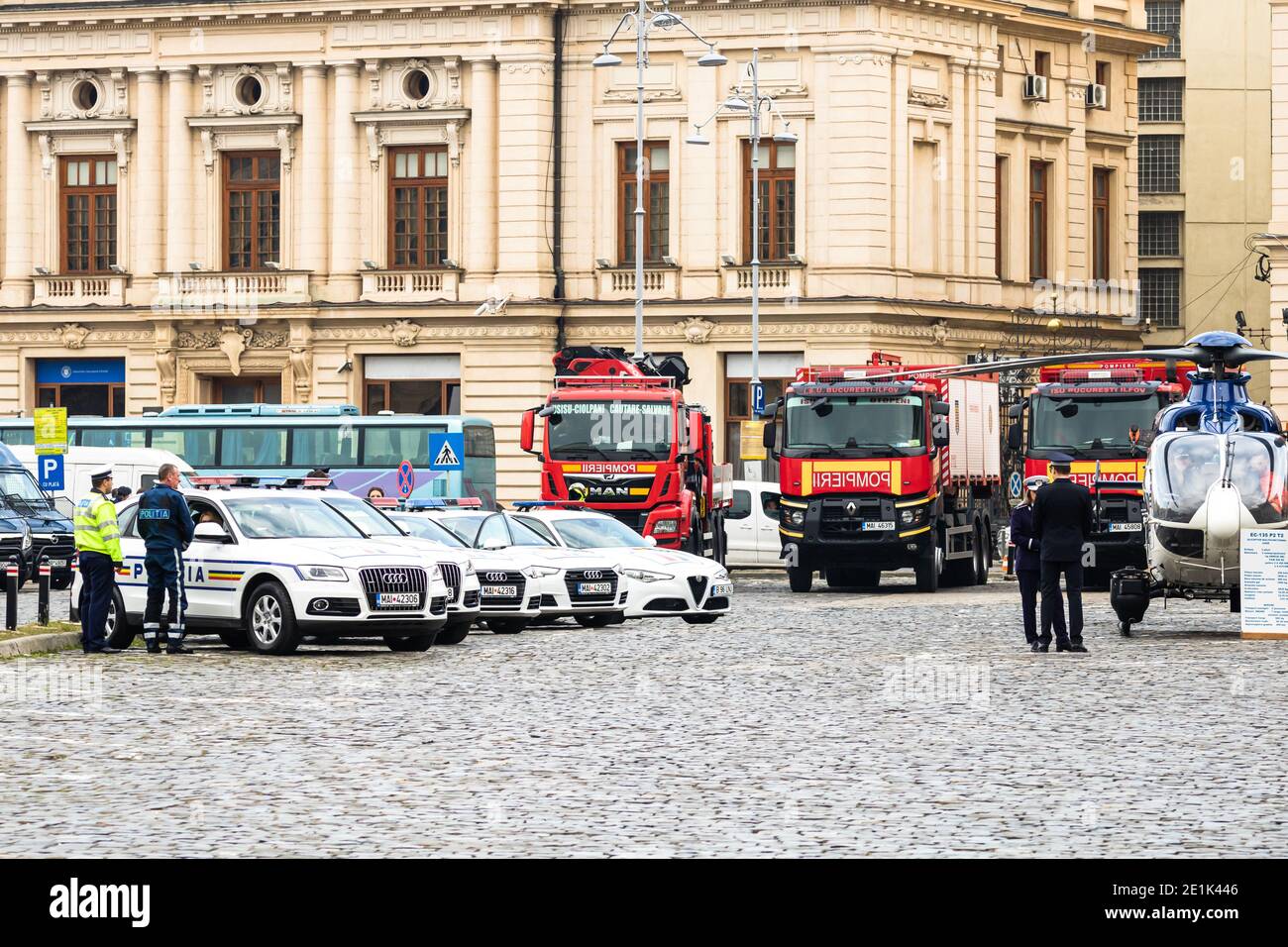 Romanian Police (Politia Romana) helicopter in front of the Home Office ...