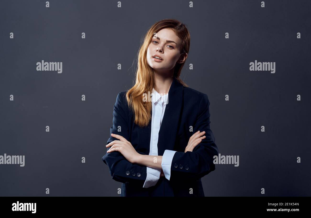 Pretty Business Woman in a Professional Office Manager Suit Official ...