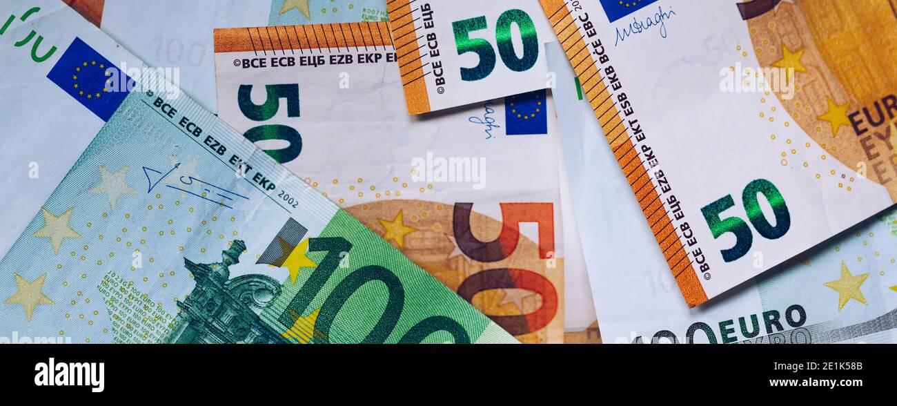 Euro money, Euro cash background. Banknotes of the european union. Euro ...