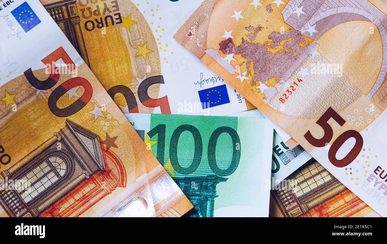 Euro money, Euro cash background. Banknotes of the european union. Euro ...