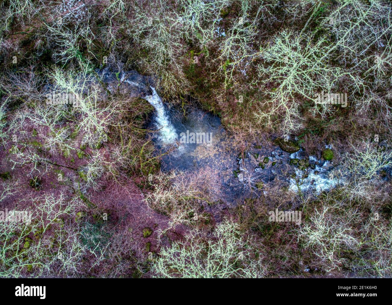 Aerial view of a waterfall in the Hell River in Asturias, Spain Stock ...
