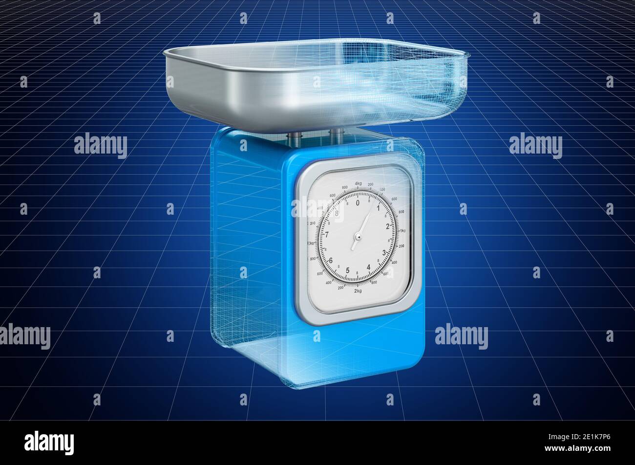 Visualization 3d cad model of kitchen scales, blueprint. 3D rendering ...