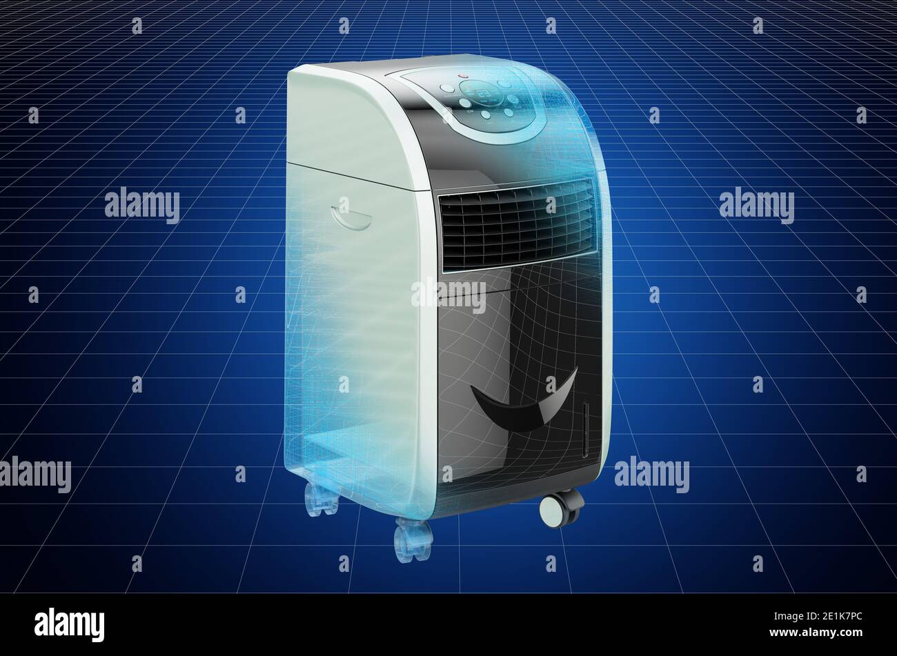 Visualization 3d cad model of portable air conditioner, blueprint. 3D ...