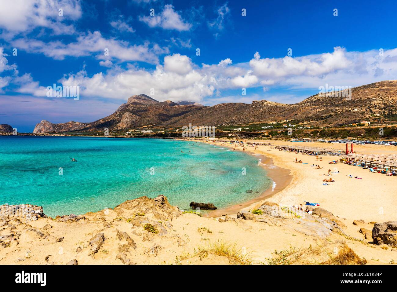 Shot of beautiful turquoise beach Falasarna (Falassarna) in Crete ...