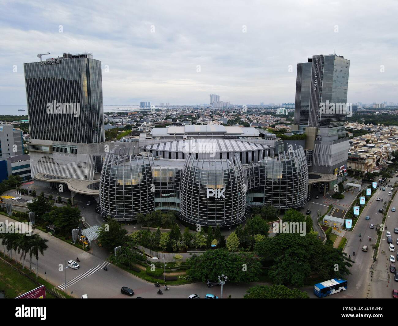 Aerial view of Pantai Indah Kapuk Avenue Mall Jakarta. a Largest shopping mall in Jakarta. With ...