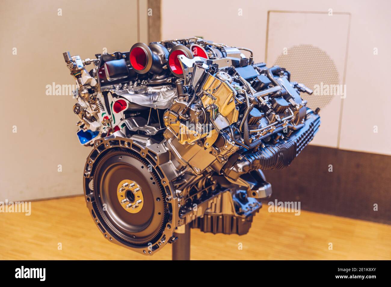 Powerful engine of a car. Internal design of engine. Car engine part ...