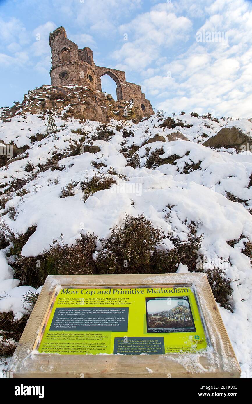 Mow Cop castle the folly of a ruined castle high above Cheshire also ...
