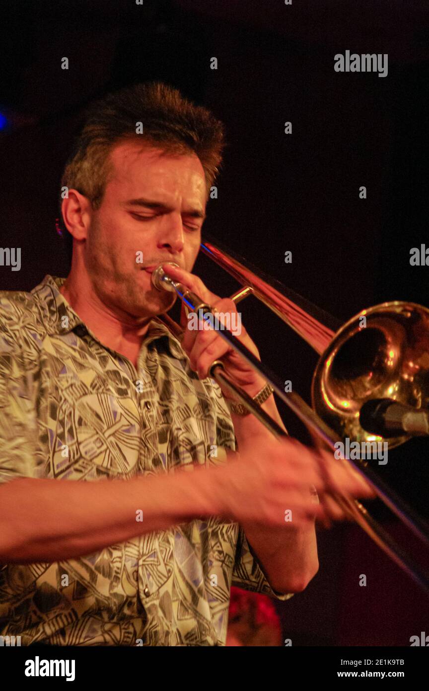 British Drummer Bill Bruford and his band Earthworks II playing with ...
