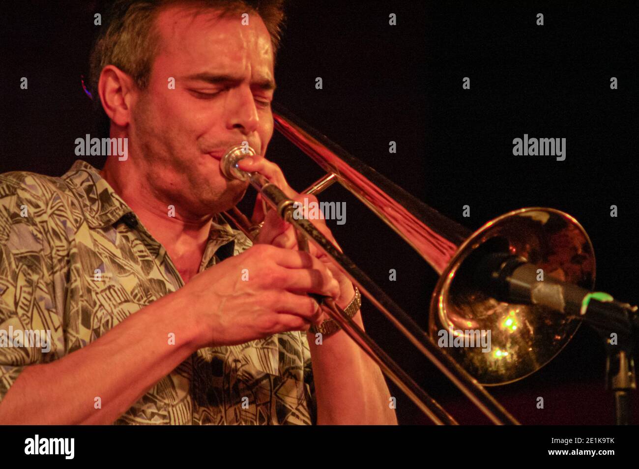 British Drummer Bill Bruford and his band Earthworks II playing with ...