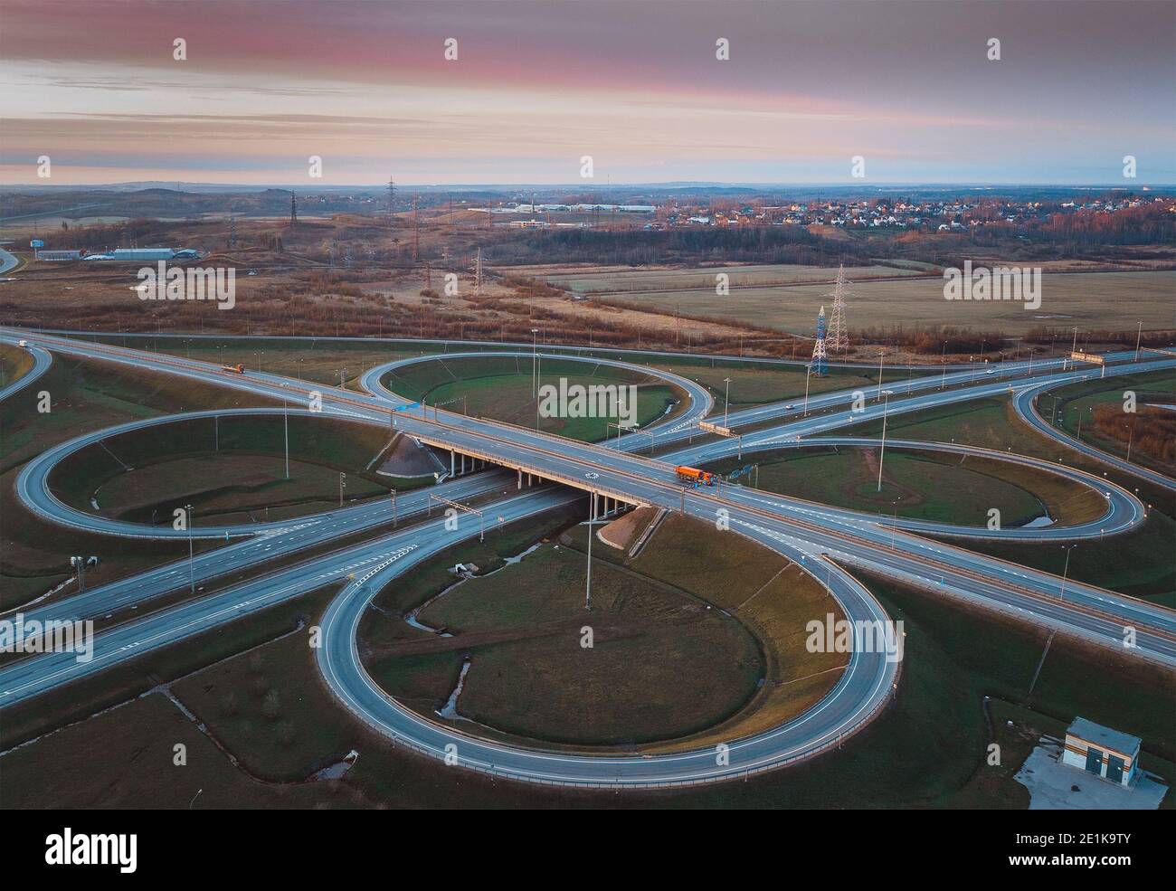 Top view ring road fork hi-res stock photography and images - Alamy