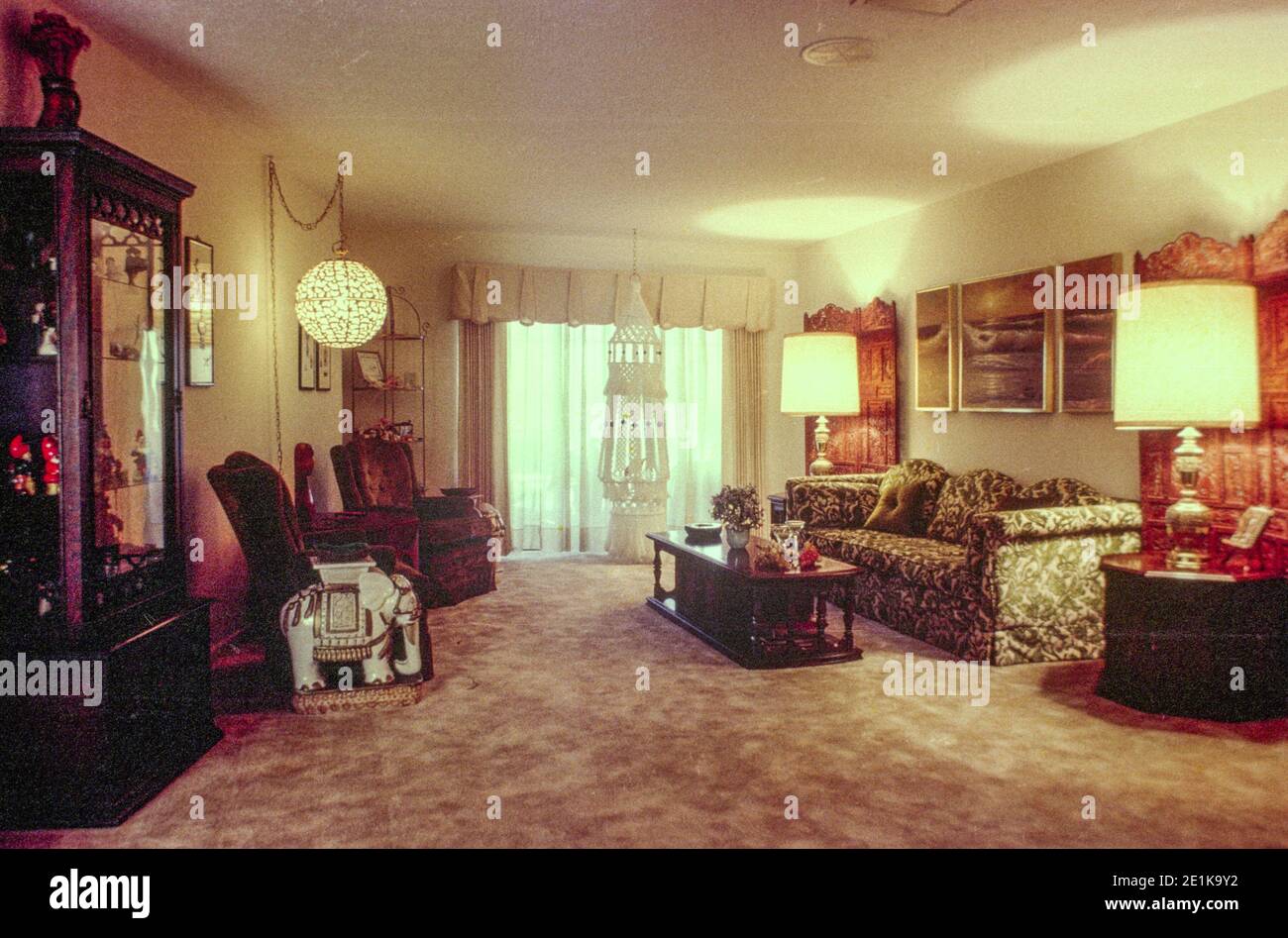 1980s Traditional Living Room , Residential House, FL, USA Stock Photo ...
