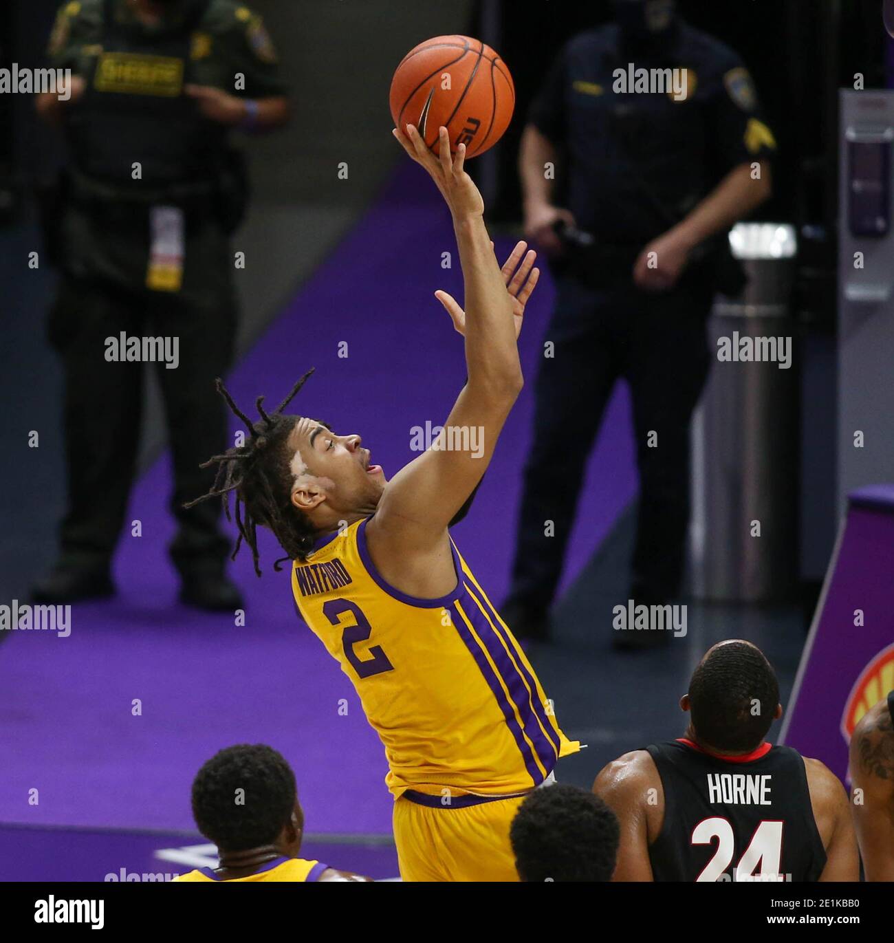 Baton Rouge, LA, USA. 6th Jan, 2021. LSU Forward Trendon Watford (2 ...