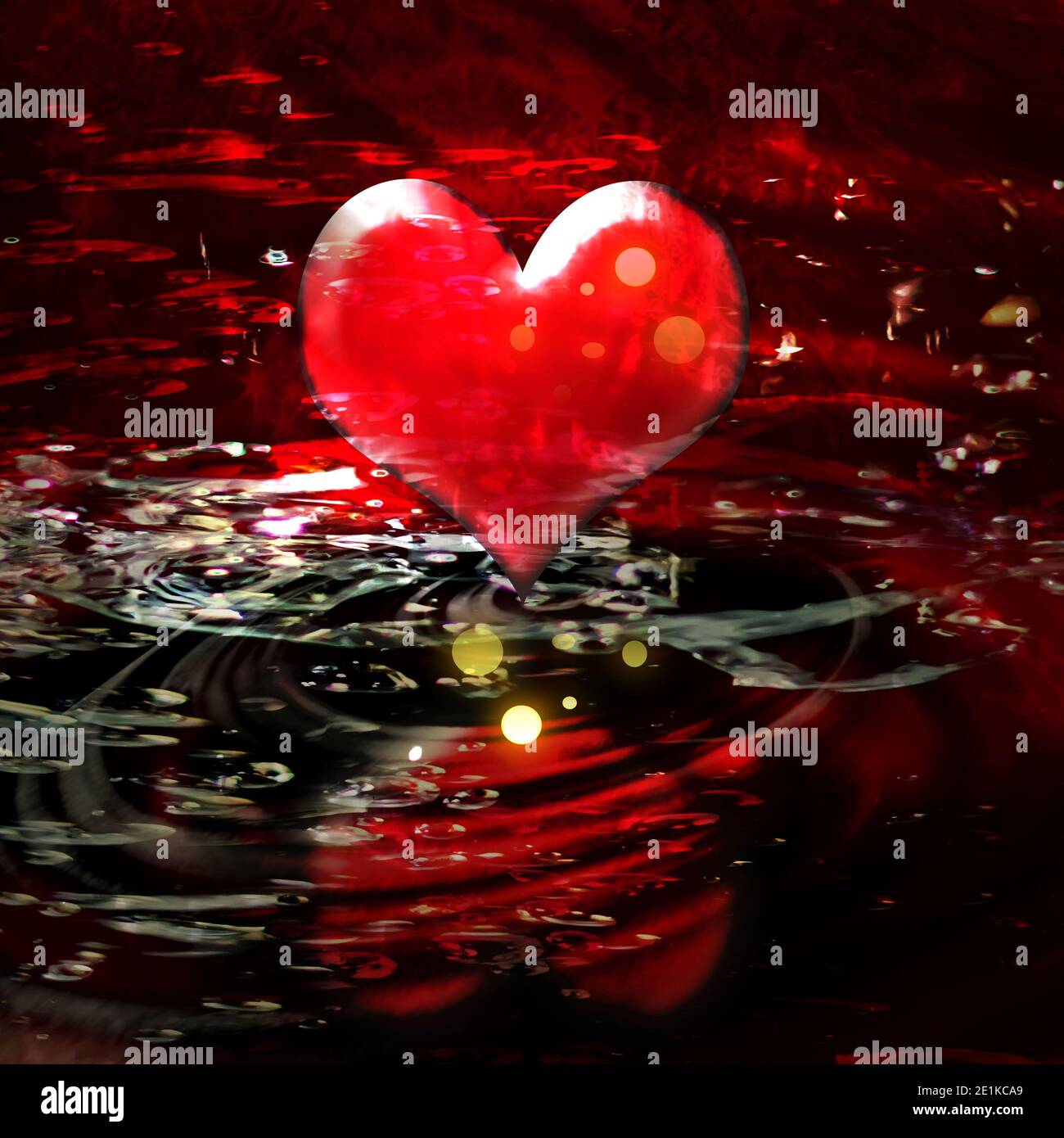 Red heart with water drops Stock Photo - Alamy