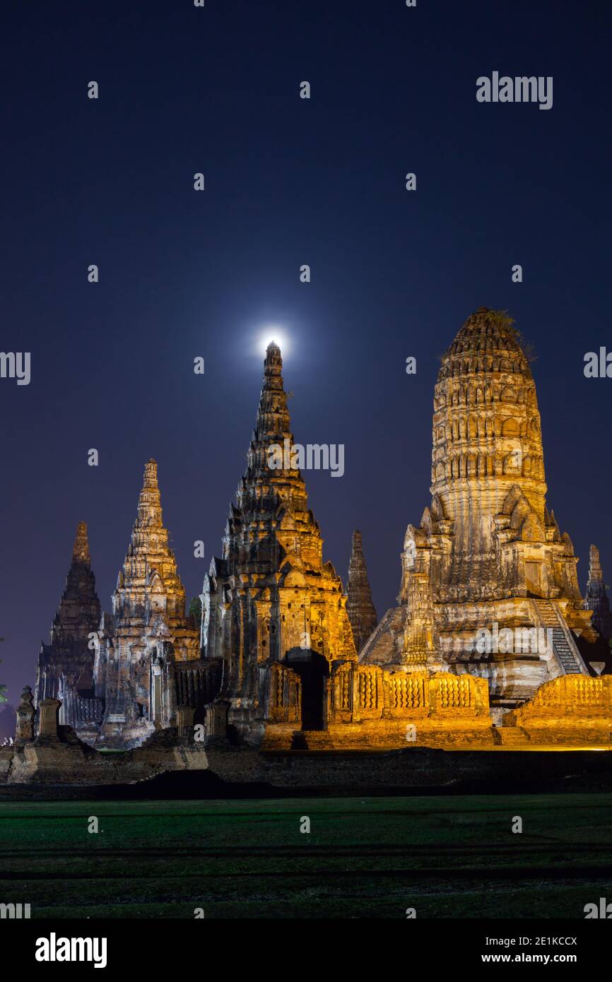 Thai stone castle a historical park at night time Stock Photo - Alamy