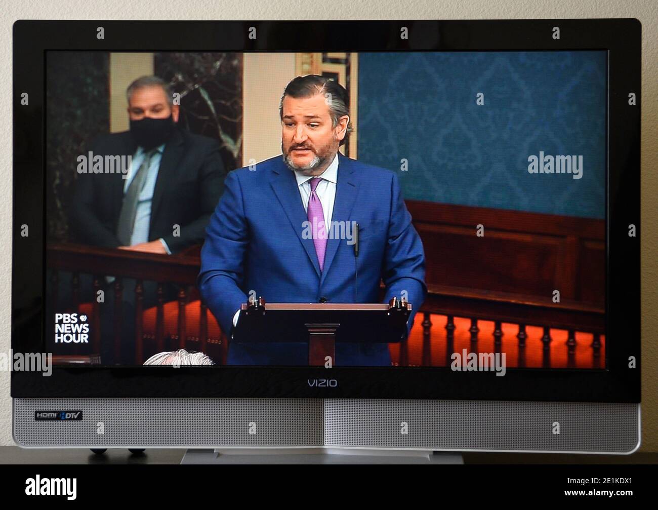 A PBS television screenshot of Republican U.S. Senator Ted Cruz ...