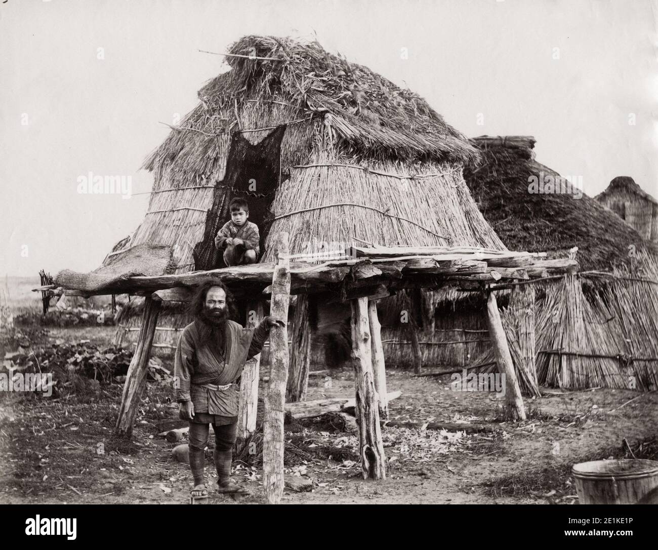 19th century vintage photograph: Japan - portrait of an Ainu Aino man ...
