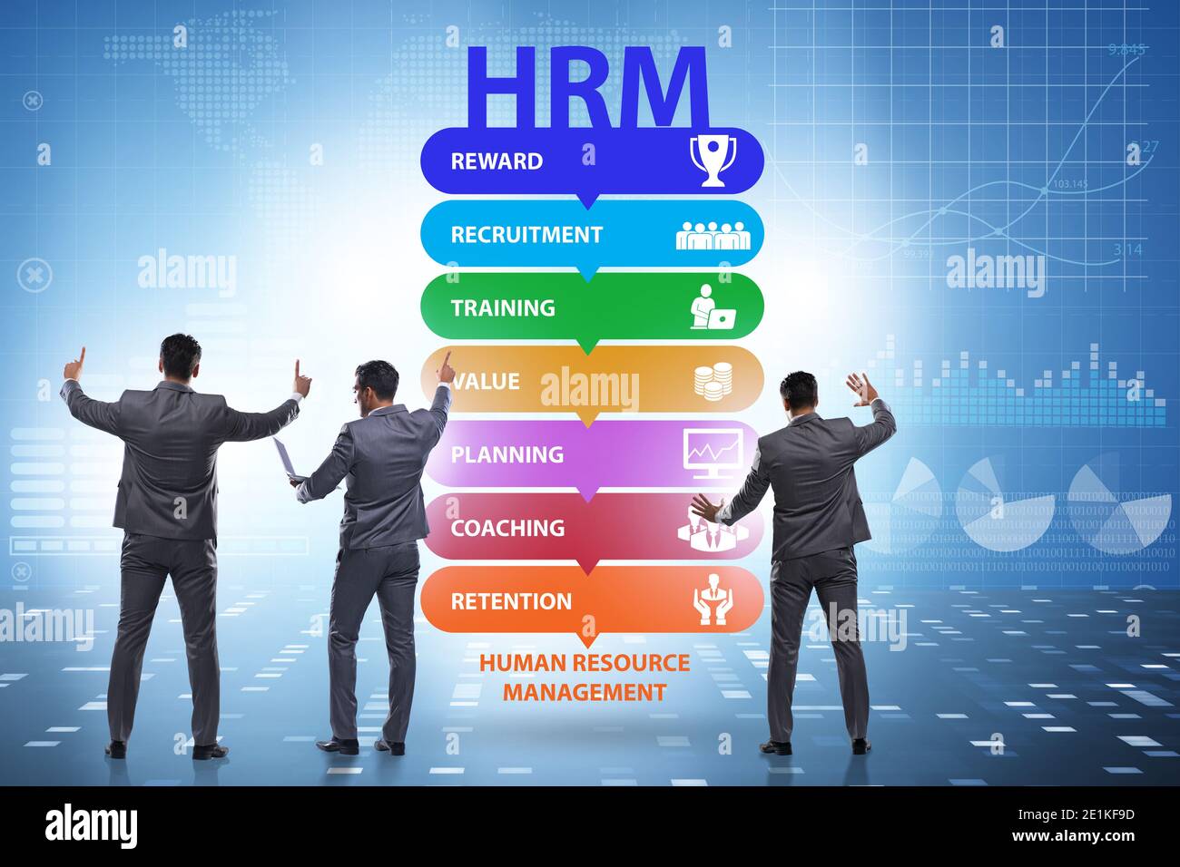 HRM - Human resource management concept with the businessman Stock ...