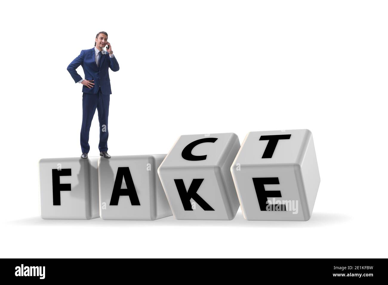 Face or fact concept with turning cubes with letters Stock Photo - Alamy