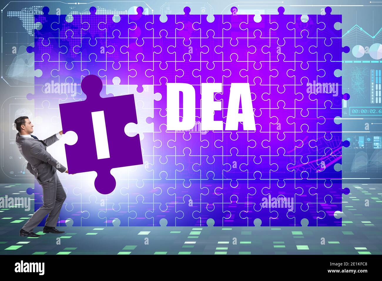Idea concept with the businessman putting jigsaw puzzle Stock Photo - Alamy