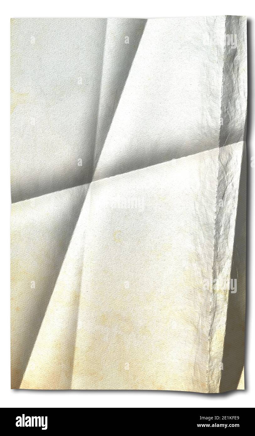 Old folded paper.Crumpled paper texture. White battered paper ...