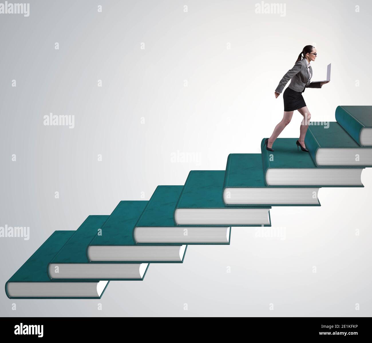 The businesswoman student climbing the ladder of education books Stock ...