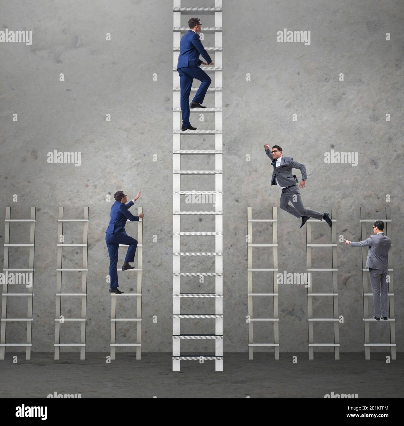 The competition concept with businessman beating competitors Stock ...