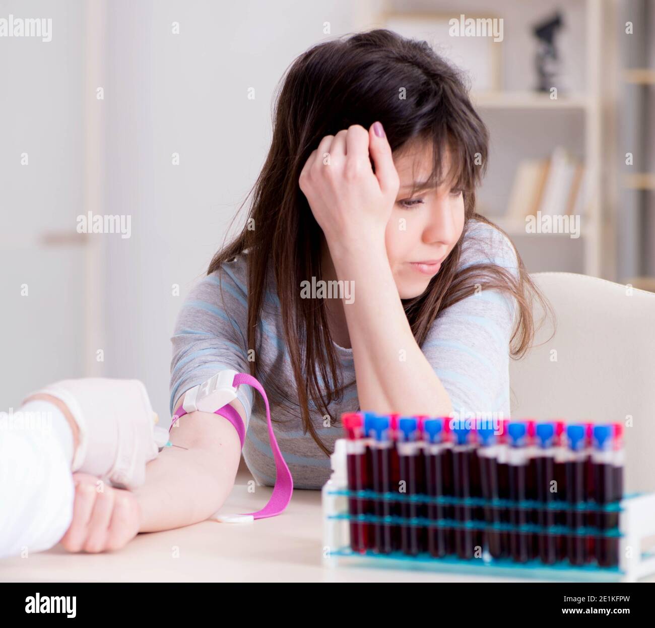 The patient during blood test sampling procedure taken for analysis ...