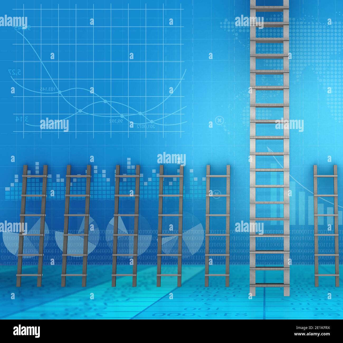 The different ladders in career progression concept - 3d rendering ...