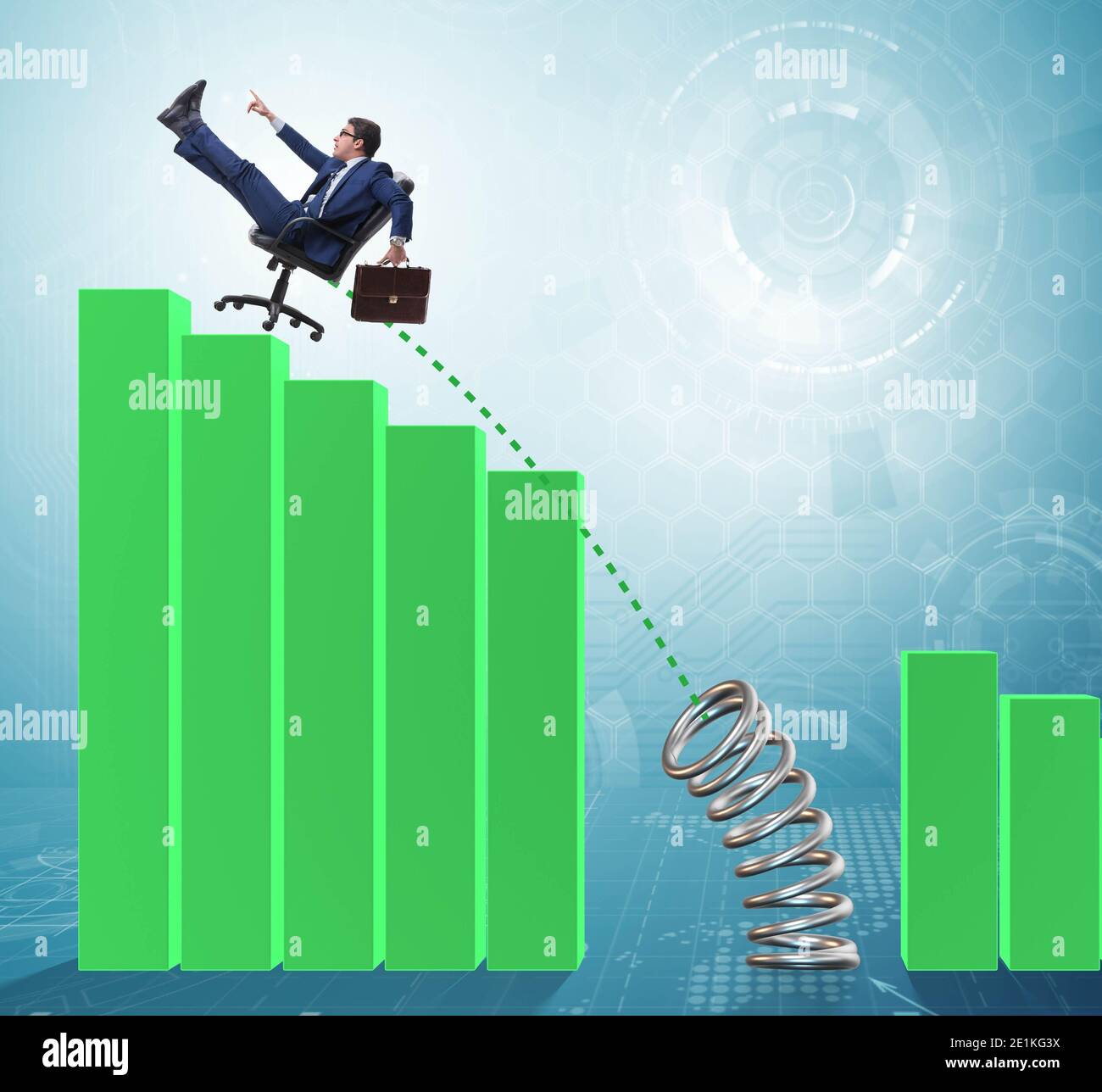 The business people jumping over bar charts Stock Photo - Alamy
