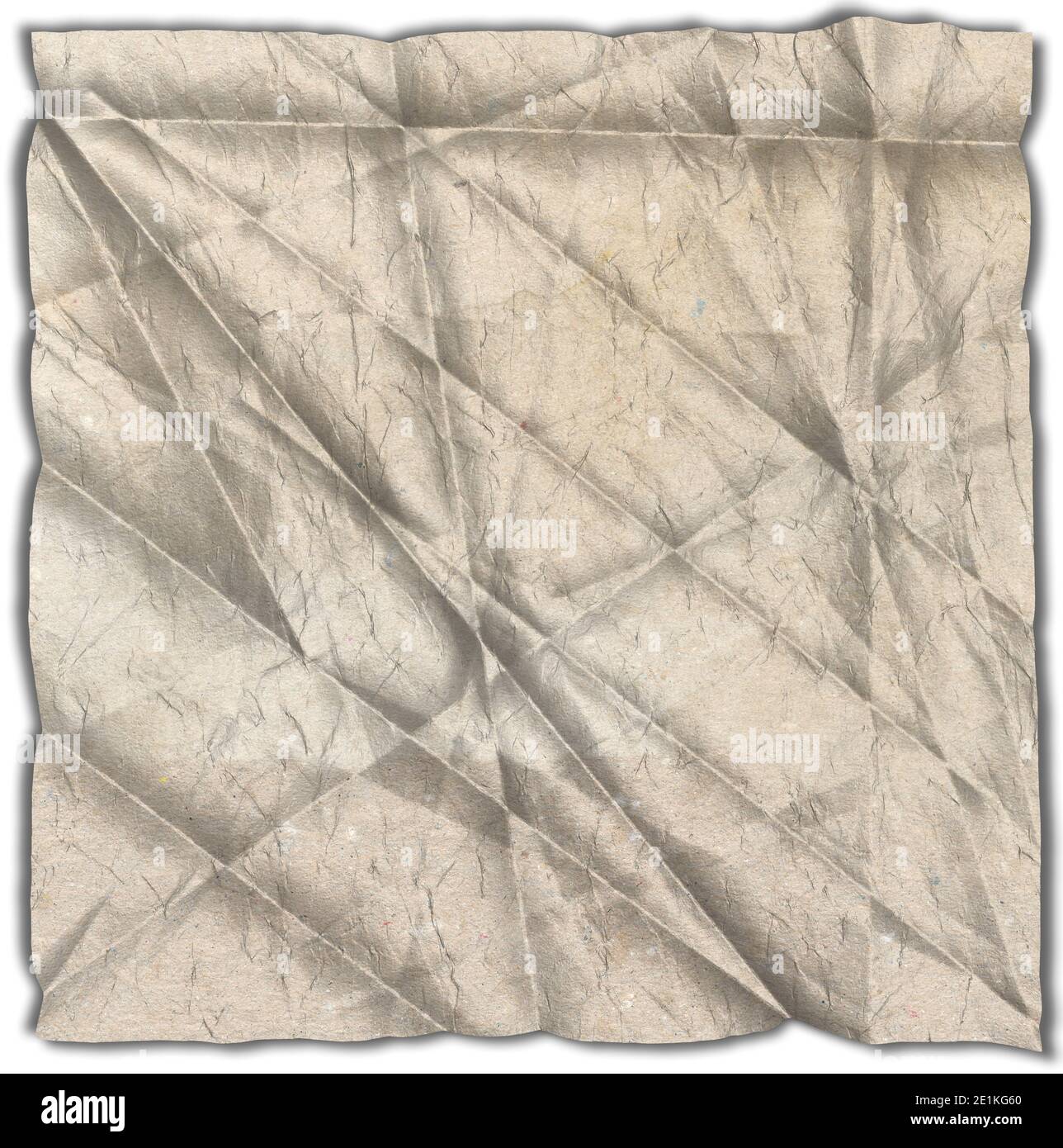 Brown old folded paper folded.Crumpled paper texture. White battered ...