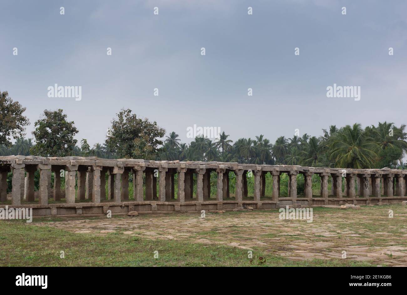 Hampi, Karnataka, India - November 5, 2013: Sri Krishna tank in ruins ...