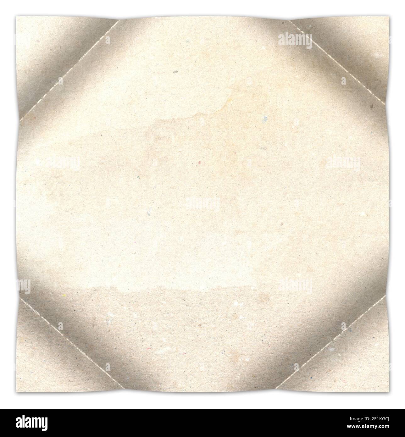 Brown old folded paper folded.Crumpled paper texture. White battered ...