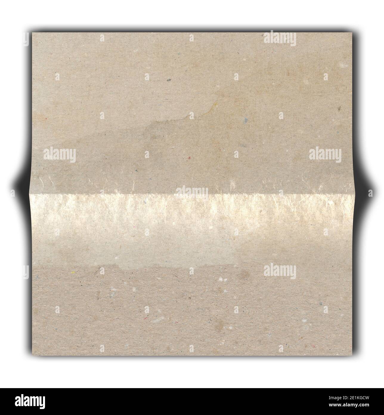 Brown old folded paper folded.Crumpled paper texture. White battered ...