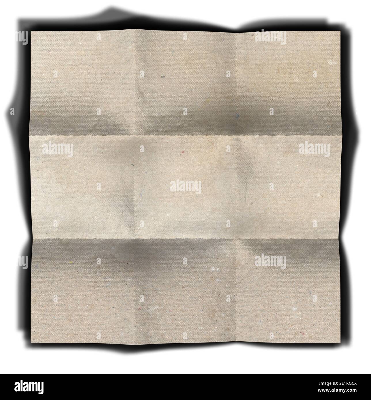 Brown old folded paper folded.Crumpled paper texture. White battered ...