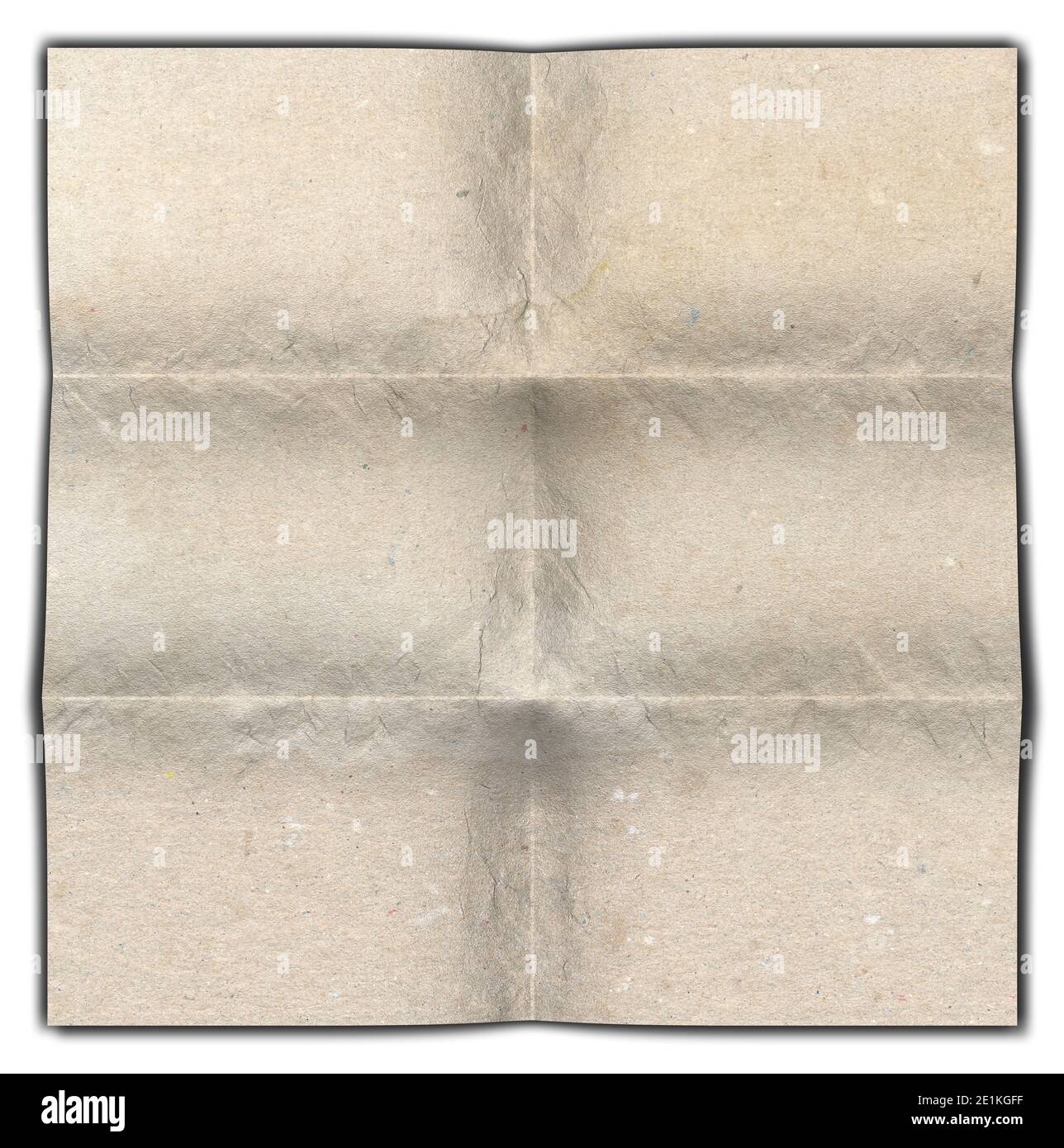 Brown old folded paper folded.Crumpled paper texture. White battered ...