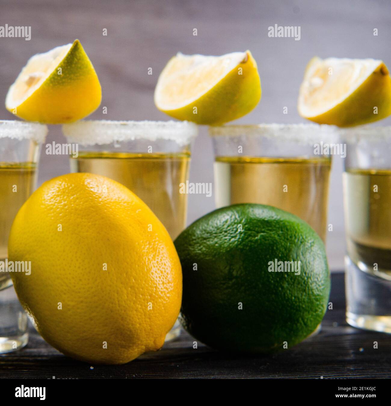 The tequila drink served in glasses with lime and salt Stock Photo - Alamy