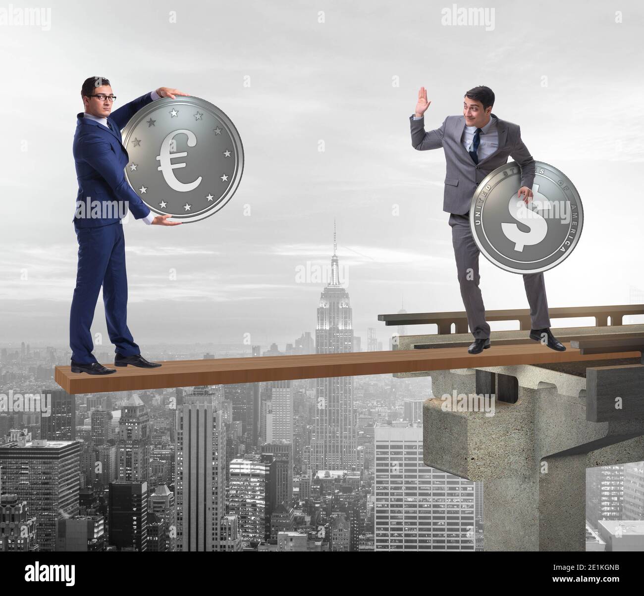 The interdependency concept with two currencies Stock Photo - Alamy