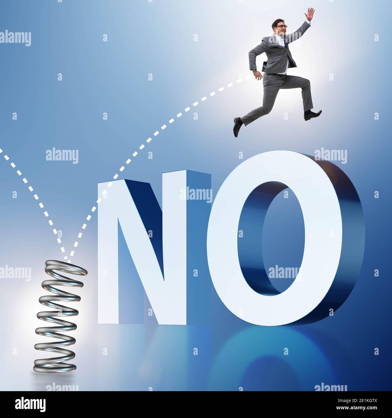The businessman jumping from spring in business concept Stock Photo - Alamy